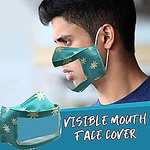 Floral Pattern Face Coverings with Clear Window Visible Expression for The Deaf And Hard Of Hearing, for Adult(B-1PC)