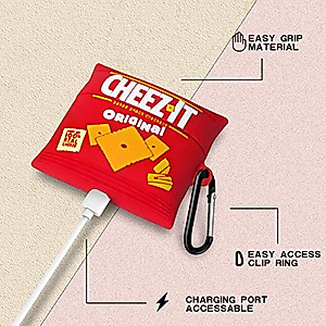 Case for Airpod Pro,6 in 1 Soft Silicone Airpods pro Accessories Set Cover, 3D Cute Funny Cartoon AirPods Pro Food cookie Skin for Girls Women with Watch Holder/Ear Hooks/Keychain/Brush/Strap(Cheezit)