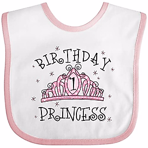 inktastic Tiara 1st Birthday Princess Baby Bib White and Pink 36a6