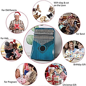 2022 New 17 Keys Kalimba Thumb Piano Mini thumb piano Finger piano，LightSeaGreen，Butterflies love flowers