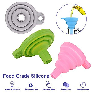 Funnels for Filling Bottles, Kitchen Funnel, Funnels for Kitchen Use, Food Grade Silicone Collapsible Funnel, Small Funnels for Filling Water Bottle Liquid Powder Transfer (4 Pack)