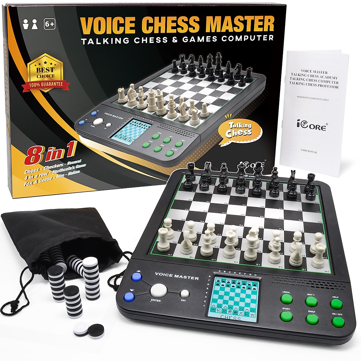 iCore Electronic Chess Set - Teach and Play with The Smart Chess Computer Game Board - Ideal for Beginners and Improving Players
