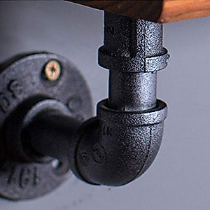 Floating Shelves Floating Shelf Solid Wood Wrought Iron Shelf Bathroom Toiletries Shelf Industrial Wind Retro Partition Creative Bookshelf Wall Pipe Rack (Color : Brown, Size : 4015cm)