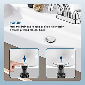 Cinwiny Bathroom Sink Drain,ABS Pop Up Drain Stopper for Vessel Lavatory Vessel Sink, Universal Kitchen Basin Pop-up Drain, Vanity Sink Drain Assembly,Polished Chrome,With Overflow