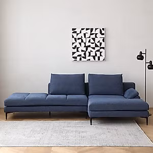 Acanva Luxury L-Shaped Corner Sectional Sofa Bed, Extra Wide Comfy 2-Piece Couch with Chaise, Adjustable Armrest, Right Hand Facing Seating, Jewelry Blue