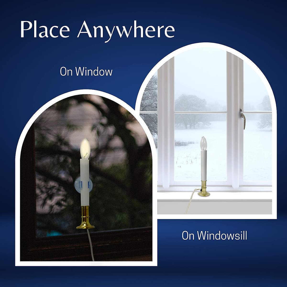 4E's Novelty 4 Pack Dusk to Dawn Electric Candles for Windows with Auto Sensor, and Plug in, Flameless Candles with Suction Cup Holder & Extra Bulb, Christmas Window Candles Bulk