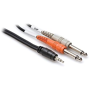 HOSA - Stereo Breakout Cable Adaptor - 3.5 mm TRS to Dual 1/4 in TS - 10 ft
