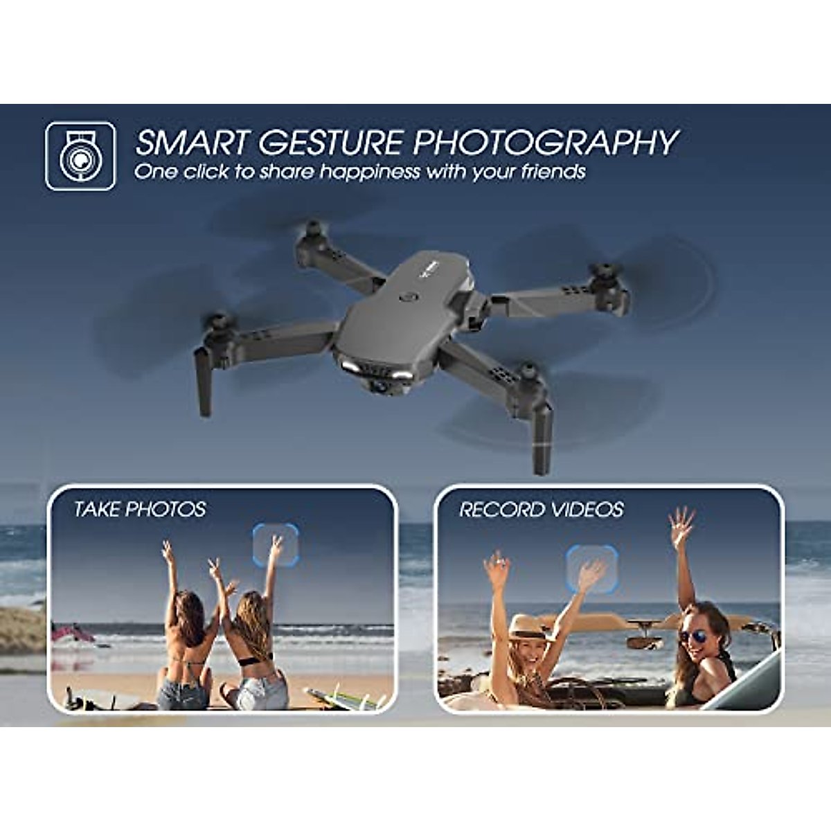 NEHEME NH525 Foldable Drones with 1080P HD Camera for Adults, RC Quadcopter WiFi FPV Live Video, Altitude Hold, Headless Mode, One Key Take Off for Kids or Beginners with 2 Batteries, Upgraded Version