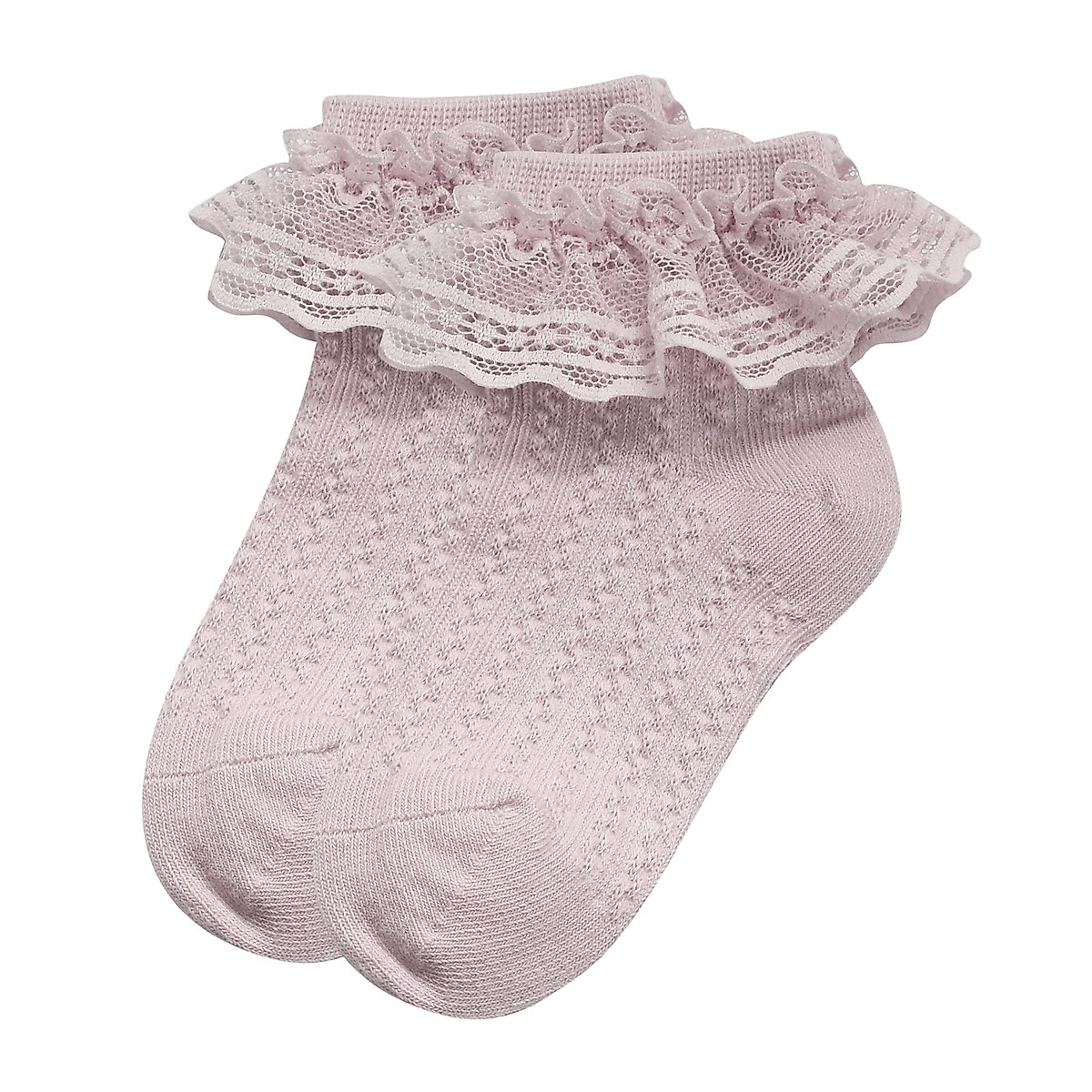 Durio Baby Girl Socks Frilly Baby Socks 0-3 Months Soft Baby Socks 6-12 Months Lace Baby Girl Ruffle Socks Baby Socks Newborn Aa White&Light Pink&Dark Pink 0-12 Months