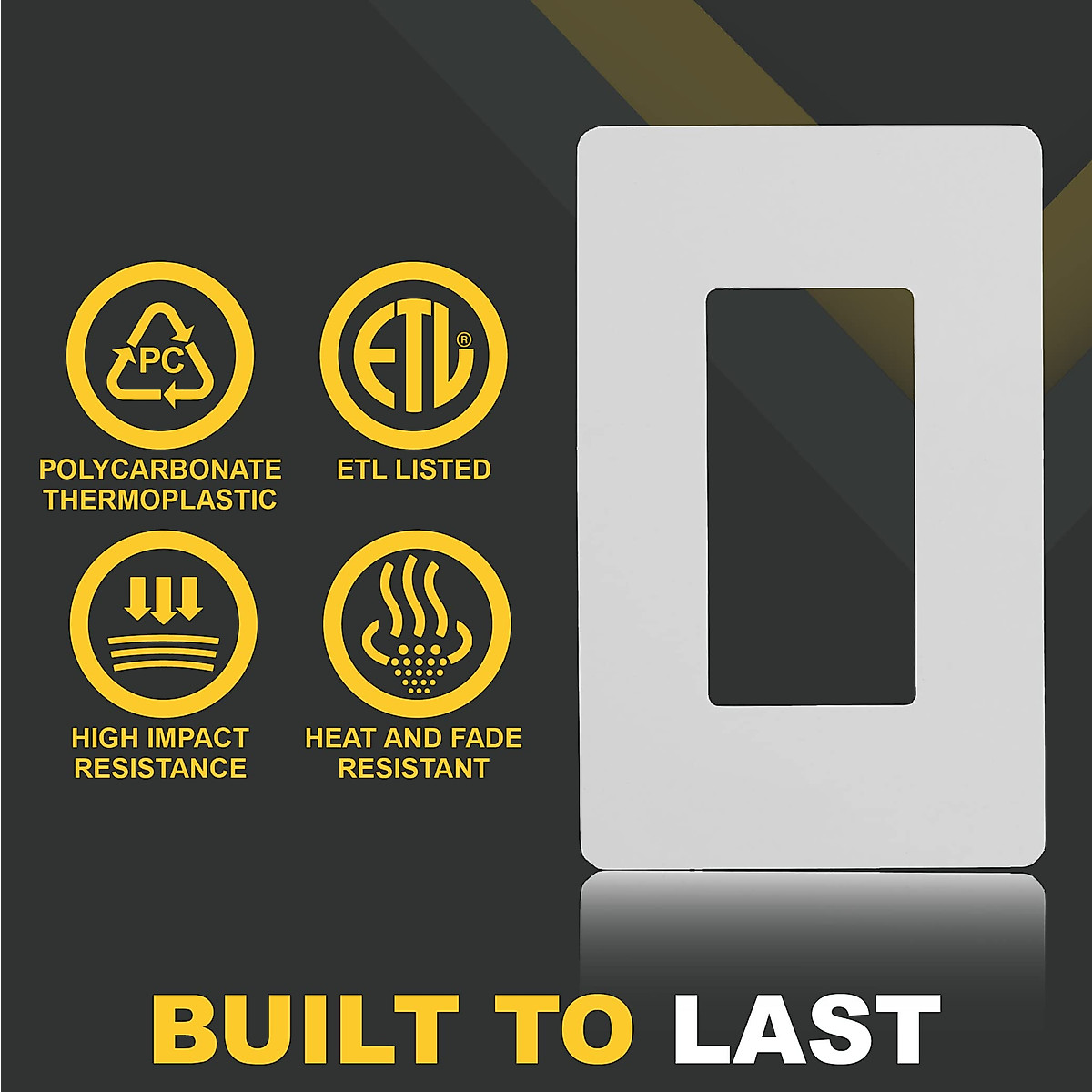 Faith White 1-Gang Screwless Wall Plate (1-pack) | Light Switch Plate or Wall Plate for Electrical Outlet | 1-Gang Wall Plate for Decorator Switches and Receptacles | Heat-Resistant Thermoplastic