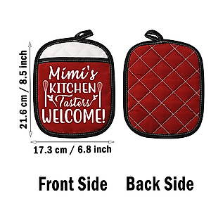 Best Mimi Gift Grandma Pot Holders Mimi's Kitchen Tasters Welcome Potholders (Mimi's Kitchen Red)