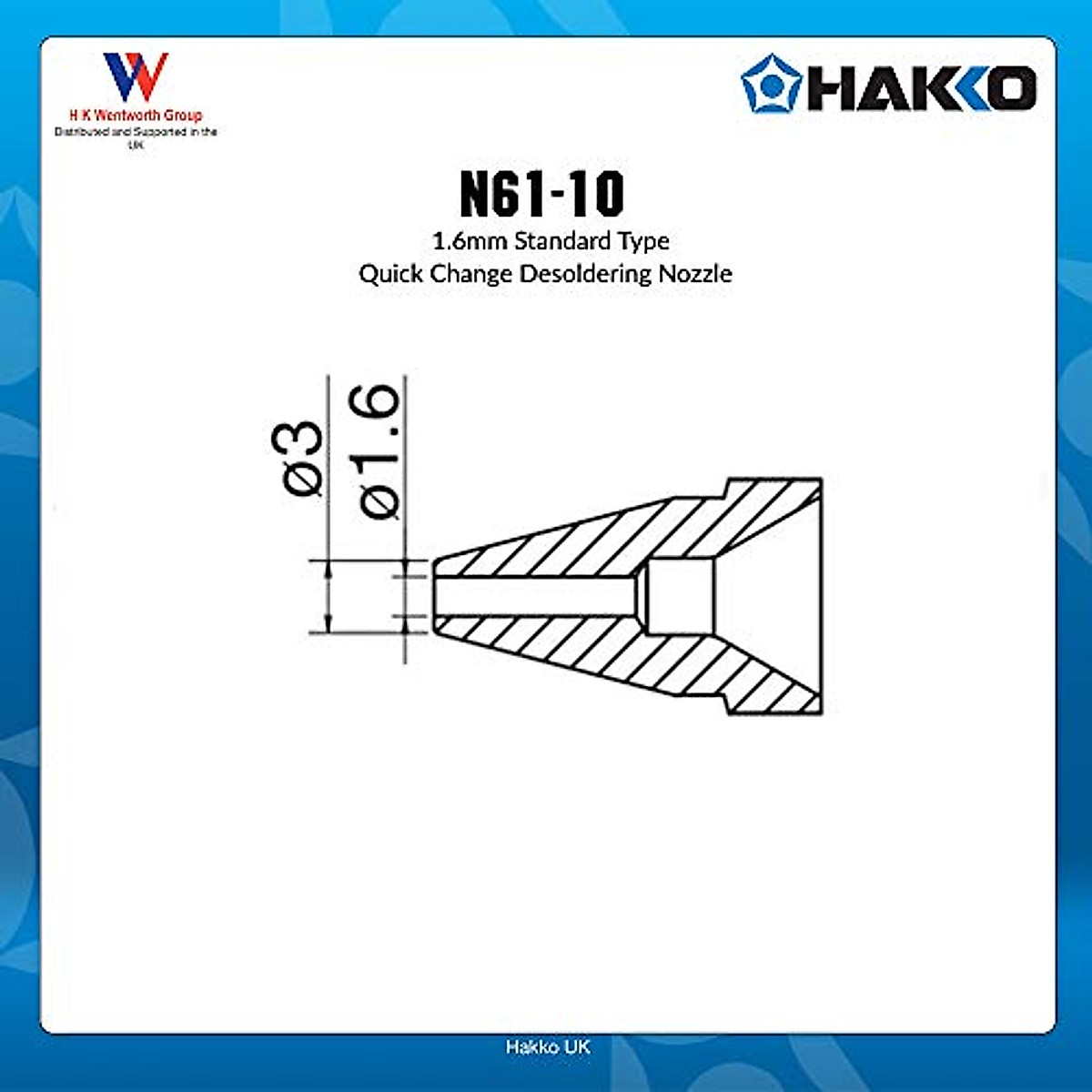 Hakko N61-10 Desoldering Nozzle, 1.6mm, Silver
