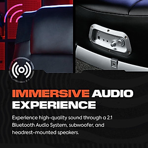 X Rocker SE II Leather Lounging Video Gaming Floor Chair, with Wireless Audio Transmission, 2 Speakers, Subwoofer, Armrest, Foldable, 5143601, 22.64" x 33" x 35", Amazon Exclusive, Black