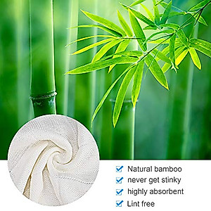 10 Pcs Kitchen Dish Cloths Set, Premiunm Bamboo Fiber Dishcloth Towels. Reusable and Absorbent Dish Cloths & Dish Towels，Suitable for Kitchen Bathroom and Cleaning Counters，(12” x 12”)