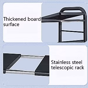 BIENKA Kitchen Cabinet Shelf Countertop Storage Shelf Desktop Pantry Shelf Cupboard Shelf Organiser for Kitchen Bedroom Bathroom Shelf ( Color : Black , Size : Double Layer 8 Board )