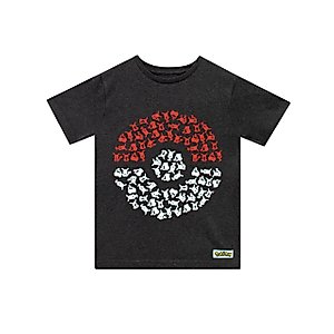 Pokémon T-Shirt | Boys Pikachu T Shirt | Pokeball Boys Tshirt | Official Pikachu Merchandise | 10 Black
