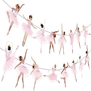 Trandraft 2 Pcs Ballet Dancer Banner Ballerina Girl Dancing Bunting Supplies Ballet Theme Ballerina Garland Pink Ballet Party Decorations for Girls Women Dancing Birthday Wedding Baby Shower Hanging