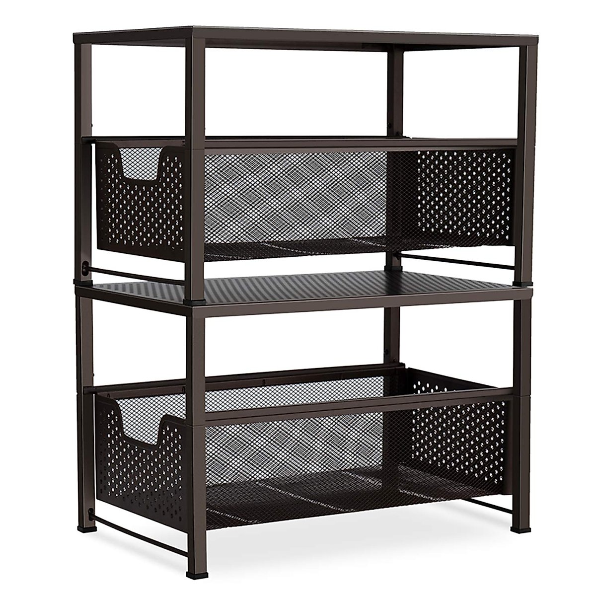 Bextsware Auledio Stackable Multi-Function Under Sink Cabinet Sliding Basket Organizer Drawer, Bronze