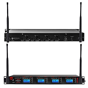 Nady 4W-1KU LT Quad True Diversity 1000-Channel Professional UHF Wireless System with 4 Lapel/lavalier Microphones – AutoScan – Automatic Transmitter Pairing – True Diversity – All Metal Construction