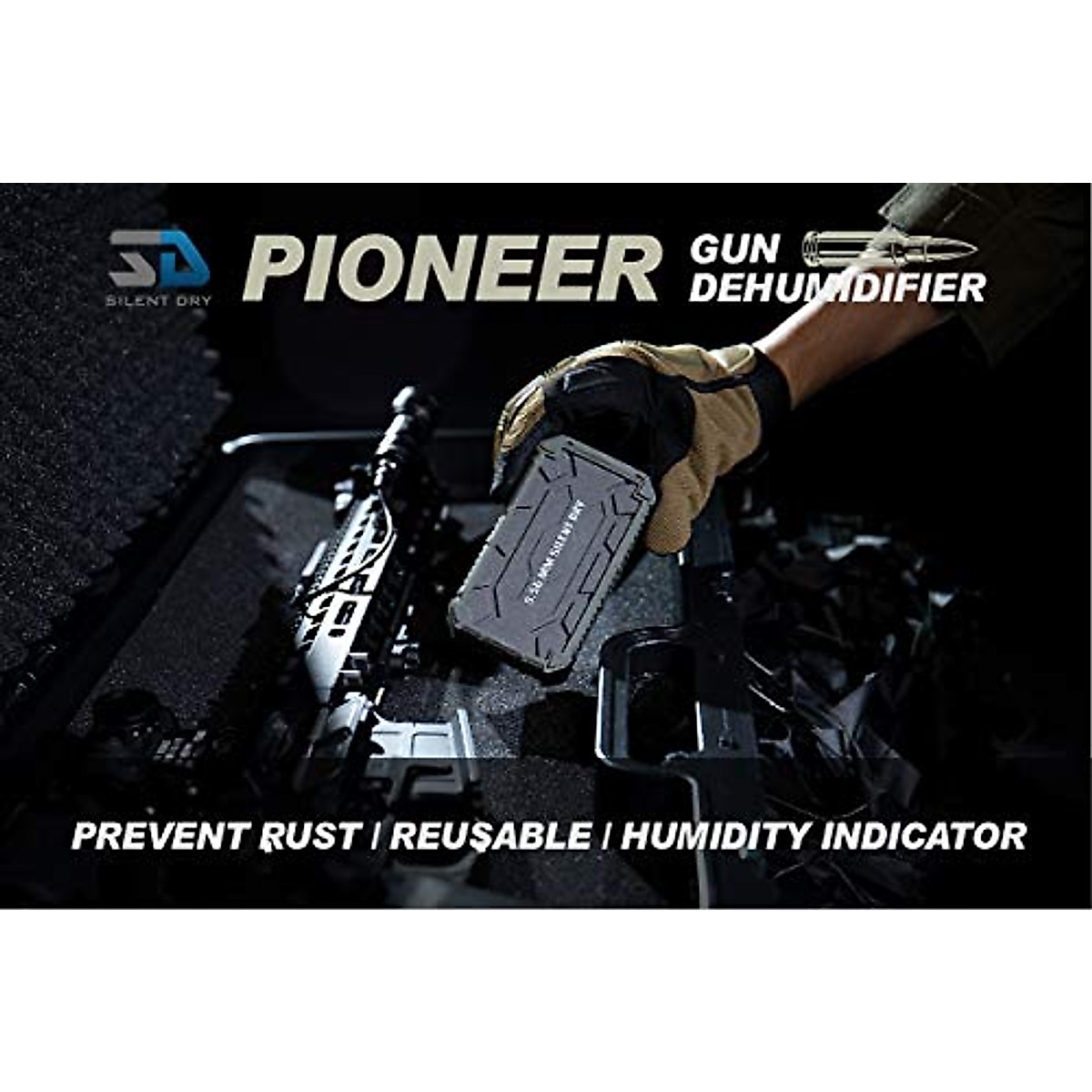 SD SILENT DRY Pioneer Gun Safe Dehumidifier, Reusable mini Portable Dryer effective for up to 20L, Fast renew and Mold remover for Gun/Safe/Camera/Instrument, 1 piece in one package, Ranger Green