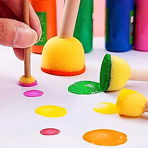 30 Pcs Round Sponges Brush Set, Round Sponge Brushes for Painting, Paint Sponges for Acrylic Painting, Painting Tools for Kids Arts and Crafts (4 Sizes)