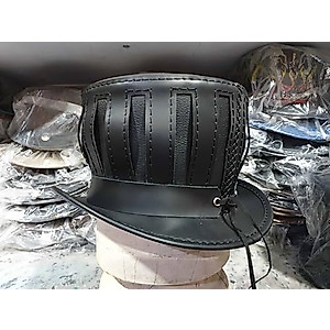 Steampunk Gothic Mad Hatter Leather Top Hat (Leather, XX-Large)