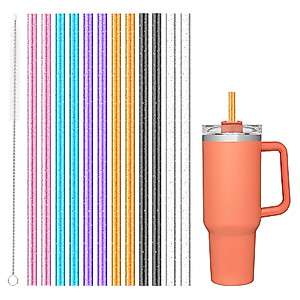 12 Pack Color Replacement Straws for Stanley Owala Simple Modern Tumbler, Yoelike 12in Long Reusable Glitter Straws Accessories for Tumbler Mug Cup, Dishwasher Safe and BPA Free