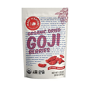Made in Nature | Organic Sun Dried Goji Berries | Non-GMO, Unsulfured Vegan Snack | 20oz Bag (Pack of 1)