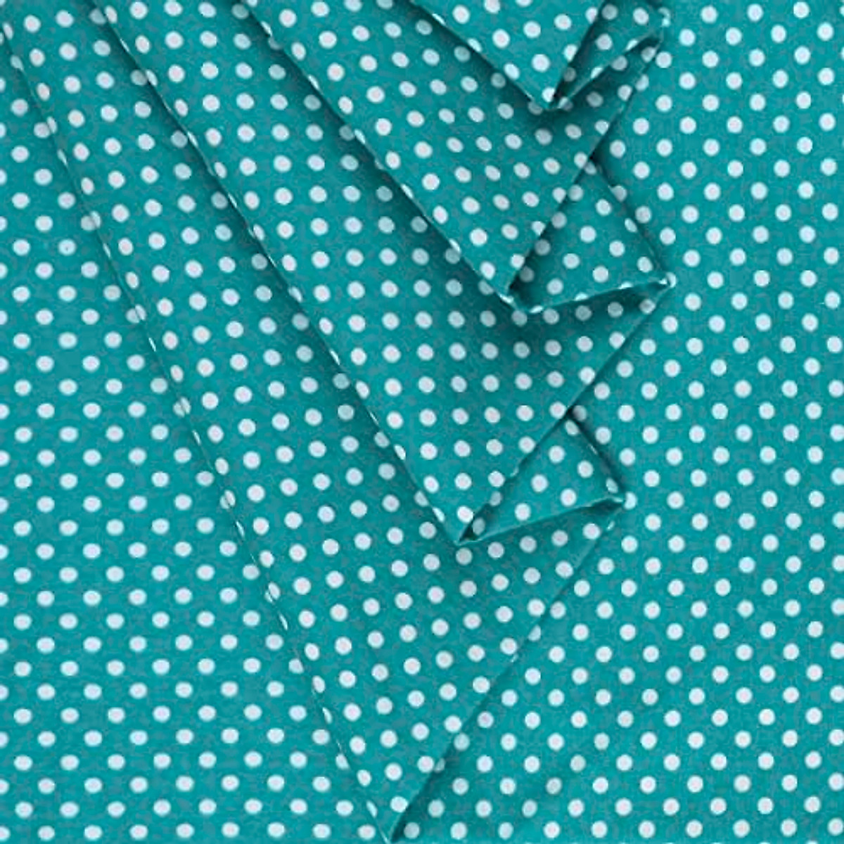 Mook Fabrics Flannel Polka Dot, Teal/White, 15 Yard Bolt
