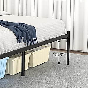 Fancihabor Queen Size Bed Frame with Upholstered Headboard, Metal Slats Support Platform Bed Frame with Storage, No Box Spring Needed (Queen)