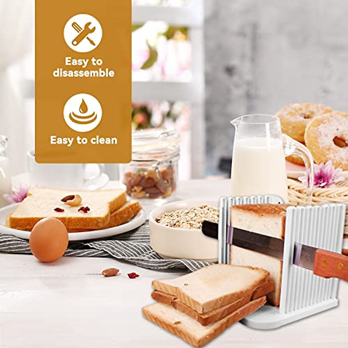 Bread Slicer, 10mm/20mm Adjustable Bread Slicer Foldable Bread Slicing Guide Kitchen Sandwich Bread Slicer for Homemade Bread Baking Accessories