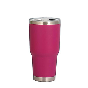 30oz Double Wall Vacuum Insulated Thermal Travel Tumbler Cup, Splash Proof Sliding Lid Simple and Modern design Reusable Stainless Steel Durable Coffee Tea Mug Iced Cold Brew Hot Drinks (Rose Red)