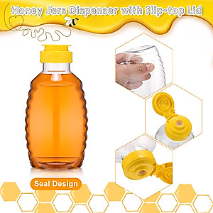 24 Pcs 16 oz Clear Plastic Honey Bottles Plastic Skep Style Jar Honey Squeeze Bottle Empty Refillable Honey Dispenser with Flip Top Lids Leak Proof Honey Containers Holders for Storing and Dispensing