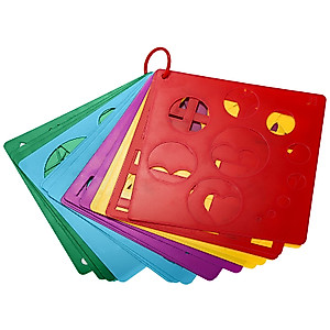 Peohud 40 Pieces Stencils for Kids, Geometric Shaped Stencils, Simple Drawing Chalk Stencils Colorful Art Painting Template for DIY Craft, 5.9 x 5.9 Inches