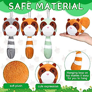 6 Pieces Raccoon Stuffed Animal Small Raccoon Plush Animal Cute Stuffed Raccoon Big Tail Raccoon Plushie Woodland Raccoon Plush Toy Soft Plush Animal Doll for Christmas Stocking Stuffers Gifts