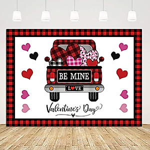 7x5ft Happy Valentine's Day Backdrop Red Love Heart Trunk Photo Background for Valentines Party Portraits Be Mine Decor Wedding Bridal Shower Banner Photoshoot Supplies