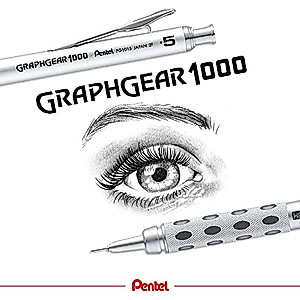 Pentel GraphGear 1000 Automatic Mechanical Drafting Pencil 0.5 mm - Includes Lead Refills & Eraser - Chiseled Metallic Grip with Soft Pads