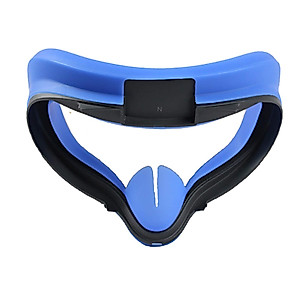 2 PCS VR Face Silicone Cover for Oculus Quest 2 VR Headset, Soft Anti-Sweat VR Eye Cover Face Padding, Washable Anti-Leakage Light Blocking Eye Cover (Black+Blue)