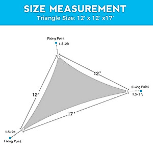 LAUREL CANYON 12' x 12' x 17' Sun Shade Sail Right Triangle UV Bloack Patio Canopy for Outdoor Lawn Garden, Dark Gray Color
