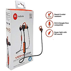 Motorola VerveLoop Super Light, Wireless, Spalsh Resistant Stereo Earbuds (Supports Siri & Google Now) (Orange)