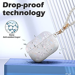 Glitter Case for Airpod Pro 2019 Cute with Pearl Bracelets Keychain,Sparkle Bling Shell for Women Girls Soft TPU Shockproof Protective Skin Cover Compatible for Airpod Pro-White