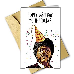 Funny Samuel L Jackson Birthday Card, Pupl Fiction Card for Friend, Humorous Bday Card for Him Her, Rude Card for Boyfriend