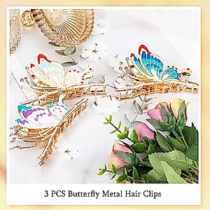 FDBJulyy 4 Inch Butterfly Metal Hair Clips for Women&Girls 3 Pcs Large Hair Claw Clips Nonslip 3 Styles Strong Hold Matte Claw Hair Accessories for Woman and Girls With Long Thick Hair & Thin Hair