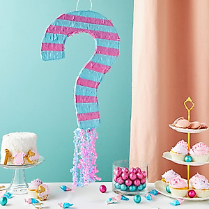 Juvale Pull String Gender Reveal Question Mark Pinata, Boy or Girl Baby Shower Party Supplies (17 x 11 x 3 In)
