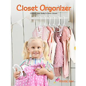 HOUSE DAY Premium Baby Hangers 60 Pack, 11 Inch Kids Plastic Hangers White, Slim Childrens Hangers for Infant, Toddler, and Child Clothes, Durable Baby Clothes Hangers for Closet