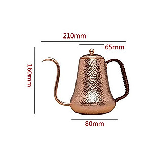 UXZDX Hammered Coffee Tea Pot Pure Red Copper Premium Quality Drip Kettle Spout Long Mouth Coffee Kettle Teapot- 900ml