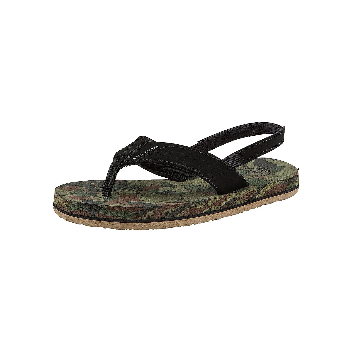 Volcom Boy's Child Big Youth Victor Sandal Flip-Flop, Dark Camo-New, 8 Little Kid
