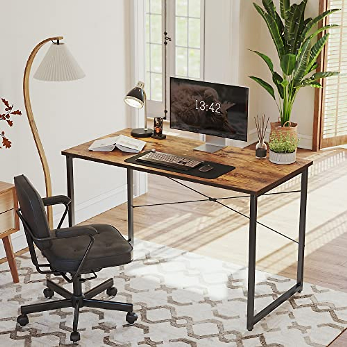 CubiCubi Computer Desk 40" Home Office Laptop Desk Study Writing Table, Modern Simple Style, Brown