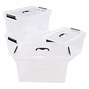 Buyitt 4-Pack 17.5 Liters Plastic Storage Latch Boxes with Lids, Clear