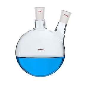 Deschem 2000ml,24/40,2-Neck,Round Bottom Glass Flask,2L Reaction Vessel,Double Necks